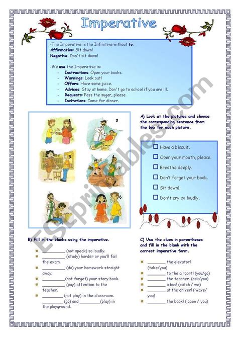 Imperative ESL Worksheet By Vanda