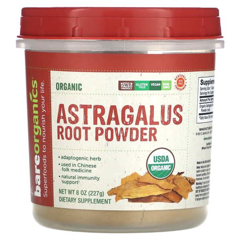 Bareorganics Organic Astragalus Root Powder 8 Oz 227 G