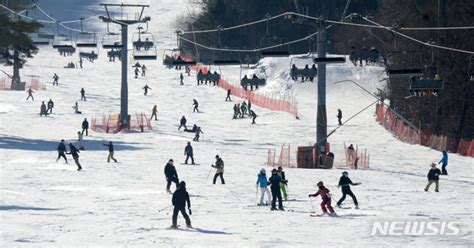 스키 즐기는 시민들
