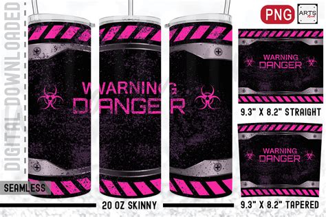 Pink Warning Danger 20oz Sublimation Graphic By Artsplural · Creative Fabrica