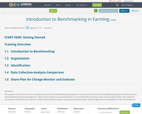 Introduction To Benchmarking In Farming Oer Commons