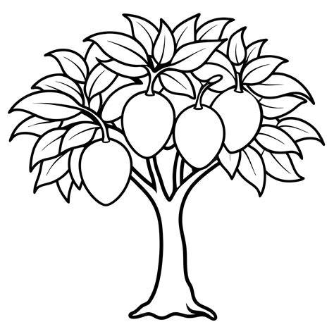 Premium Vector Make A Line Drawing Of A Mango Tree With A White Background Black Color And