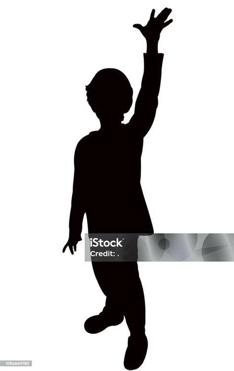 손 실루엣 벡터를 해제 하는 소년 실루엣에 대한 스톡 벡터 아트 및 기타 이미지 실루엣 아이 손을 올림 Istock
