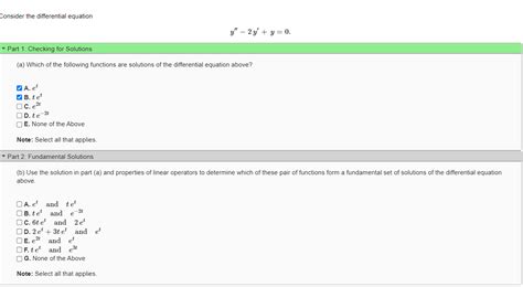 Solved Consider The Differential Equation Y2y Y 0 Part Chegg