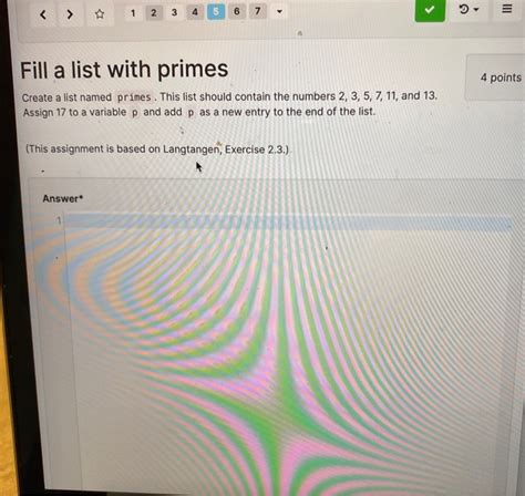 solved 1 2 3 4 5 6 7 fill a list with primes 4 points