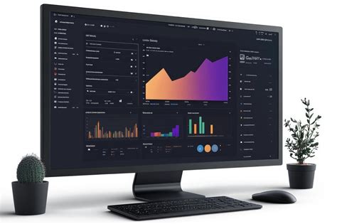 Modern Personal Computer Displaying Business Analytics Software With Charts And Data On Screen