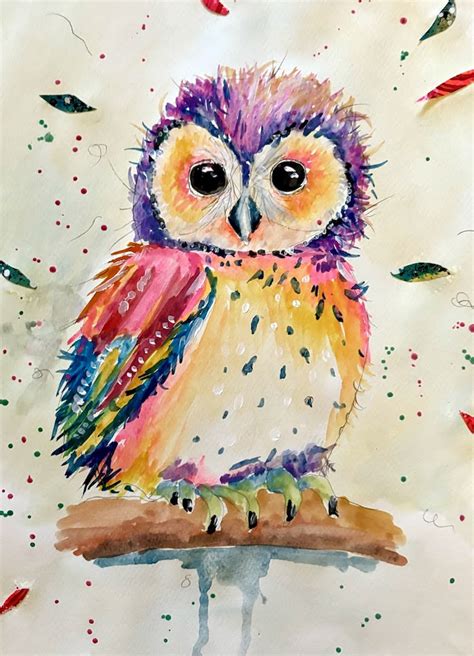 Bright Colourful Owl Artbase