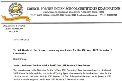 ISC Term 2 Exams 2022 CISCE Class 12 Revised Schedule Out Check New Datesheet Here
