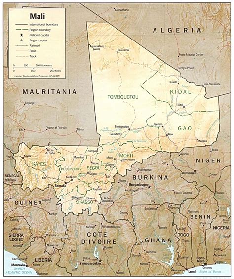 Mapa Físico Y Político De Mali 1994 Mapas Milhaud