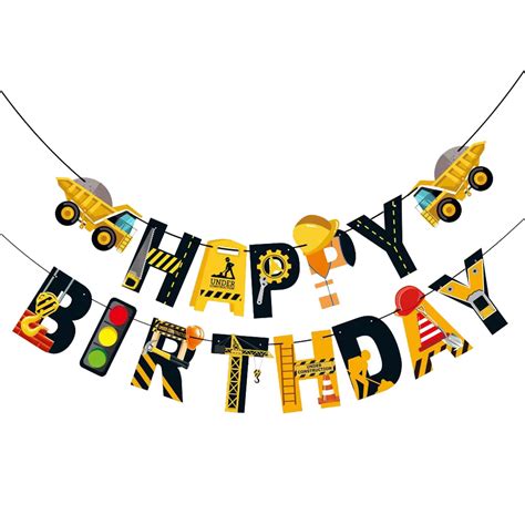 Diadarl Construction Birthday Party Supplies Banner Construction Happy