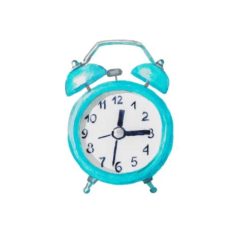 Una Ilustraci N De Acuarela De Reloj Despertador Azul Vector Premium