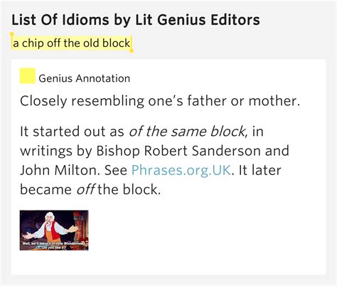 A Chip Off The Old Block List Of Idioms By Lit Genius Editors