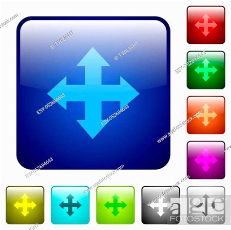 Set Of Move Color Glass Rounded Square Buttons Stock Vector Vector