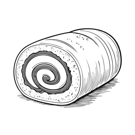 Swiss Roll Food Meal Menu Dish Delicious Cuisine Eat Sketch Style