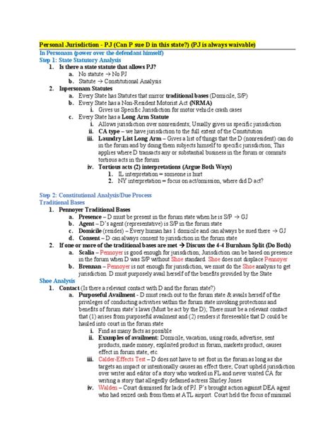 Civil Procedure Personal Jurisdiction Pdf Lawsuit Personal