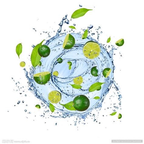 水花中的柠檬设计图 水果 生物世界 设计图库 昵图网