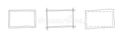 Doodle Rectangular Shapes Highlighting Elements Set Of Hand Drawn Rectangle Frames Scribble