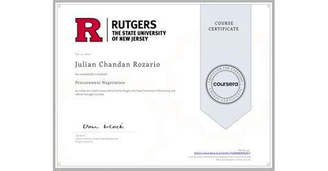 completion certificate for procurement negotiation julian rozario