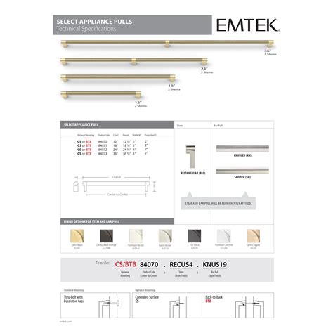 Select Rectangular Knurled Appliance Pull Emtek Select Emtek