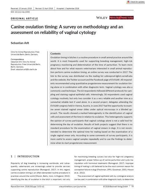 Canine Ovulation Timing A Survey On Methodology And An Assessment On