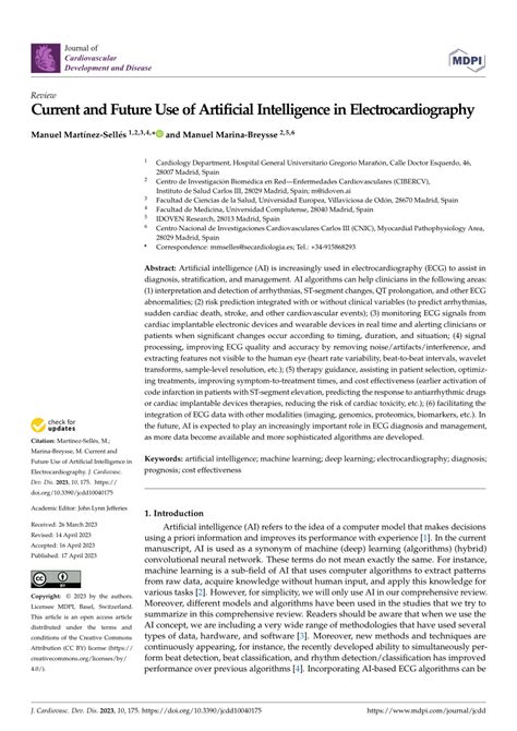Pdf Current And Future Use Of Artificial Intelligence In Electrocardiography