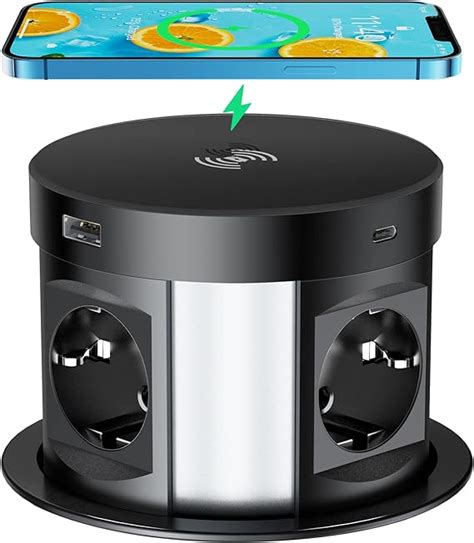 Inschuifbaar Stopcontact 2 USB C 4 Voudig Tafelstopcontact