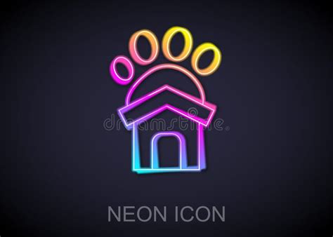 ícone Da Casa De Abrigo De Animais De Linha Neon Brilhante Isolado Em