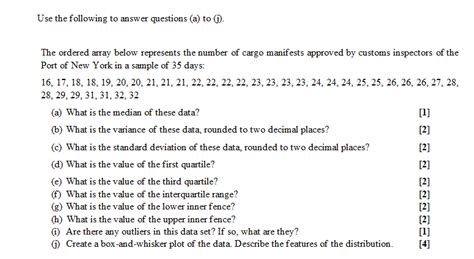 Solved Use The Following To Answer Questions A To J Chegg