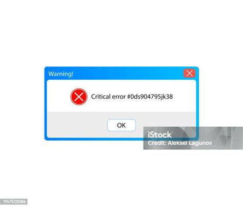 Vector Error Message Warning Popup Window Vintage User Interface