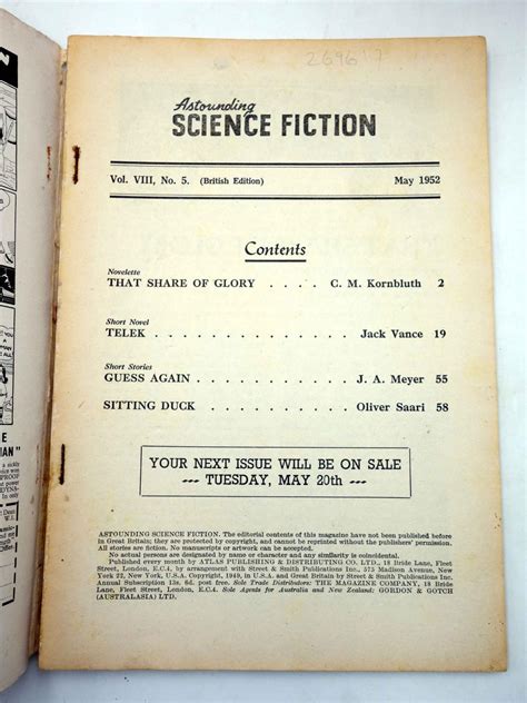Astounding Science Fiction Magazine Vol 8 Nº 4 May 1952 That Share Of