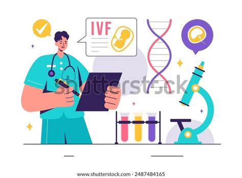 Ivf Vitro Fertilization Vector Illustration Artificial Stock Vector Royalty Free 2487484165