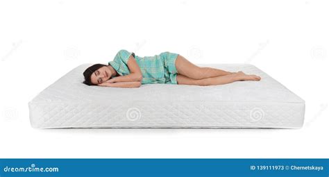 Young Woman Lying On Mattress Stock Image Image Of Furniture Person