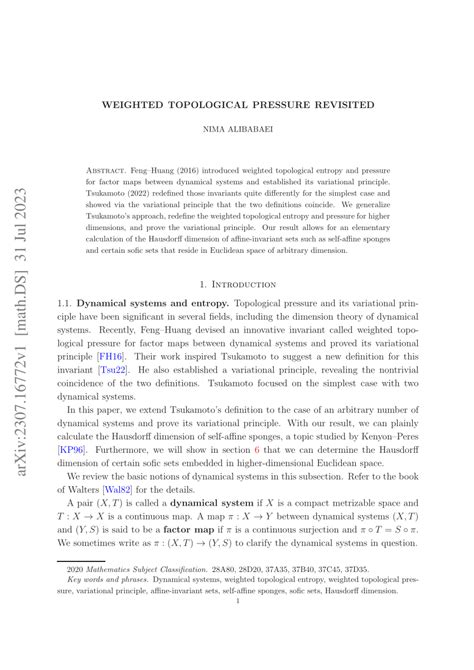 Pdf Weighted Topological Pressure Revisited
