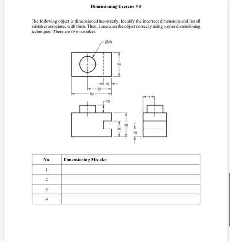 Solved Dimensioning Exercise The Following Object Is Chegg