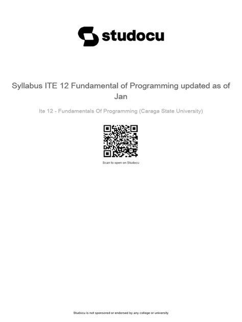 Syllabus Ite 12 Fundamental Of Programming Updated As Of Jan Pdf