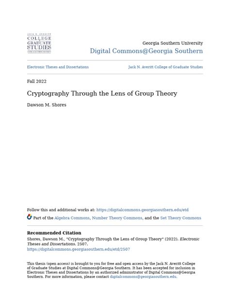 Cryptography Through The Lens Of Group Theory Pdf Group Mathematics Encryption