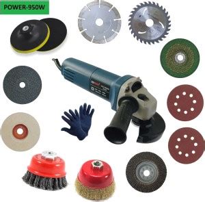 Inditrust Electric Angle Grinder Machine With Pair Glove Pc Vecro Pad Pc Inch Felt Flap