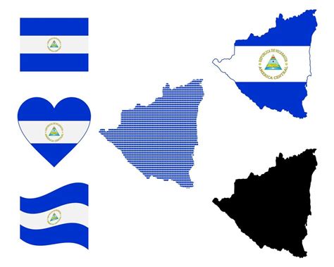 Bandera De Mapa Y Símbolo De Nicaragua En Un Fondo Blanco 11865950