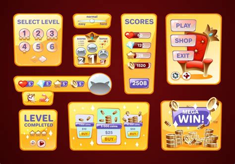 Premium Vector Elements Game Interface Set Computer Game Popup Window