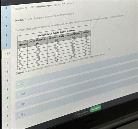 5 Question 10 Group Quantitative Ability Studyx
