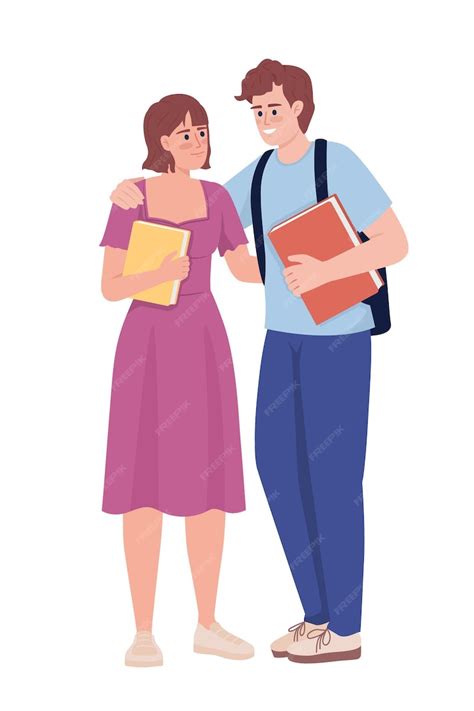 Premium Vector High School Couple Semi Flat Color Vector Characters