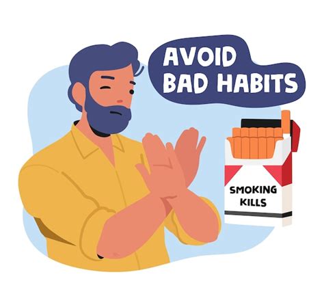 Premium Vector Avoid Bad Habits Banner With Man Shop Stop Gesture For