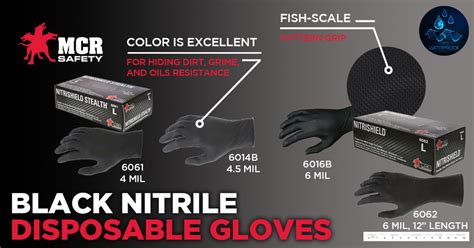 6 Mil Black Nitrile Mcr Nitrishield With Grippaz Technology Gloves