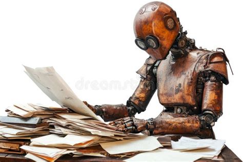 Robot Sorting And Analyzing Documents Stock Illustration Illustration