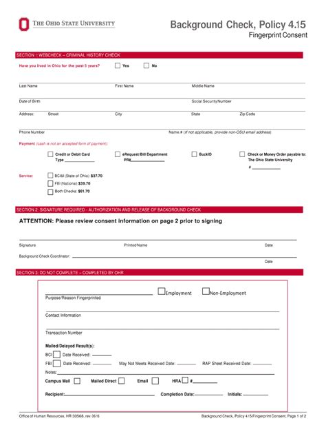 Fillable Online Hr Osu Background Check Policy 4 Hr Osu Edu Fax