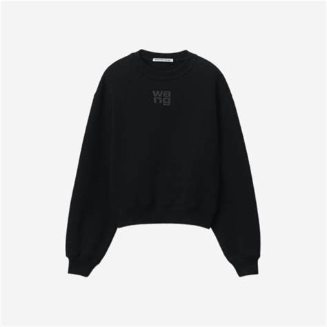 W 알렉산더 왕 스트럭처드 테리 퍼프 로고 스웨트셔츠 라이트 헤더 그레이 Alexander Wang Kream