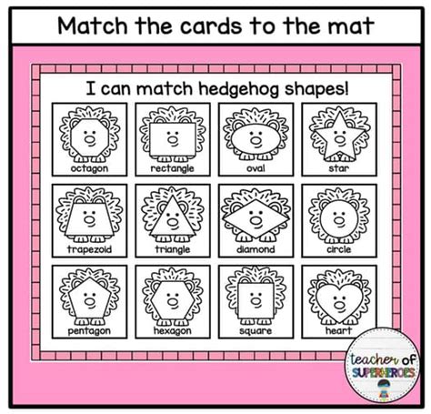 Hedgehog Shape Matching Activity For Sensory Bin File Folder Tpt