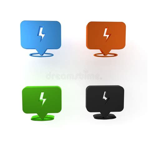Colorful Lightning Bolt Icon Isolated On White Background Flash Sign