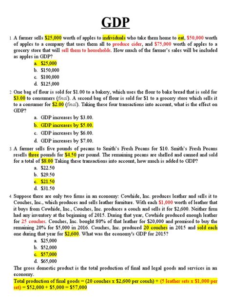 Gdp Practice Exercises Pdf Gross Domestic Product Inventory