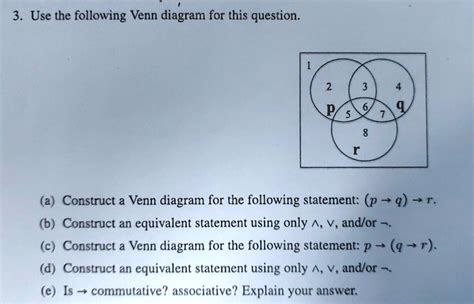 solved 3 use the following venn diagram for this question a